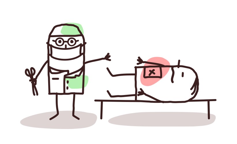 Cartoon mad surgeon on operating theater ready Vector Image