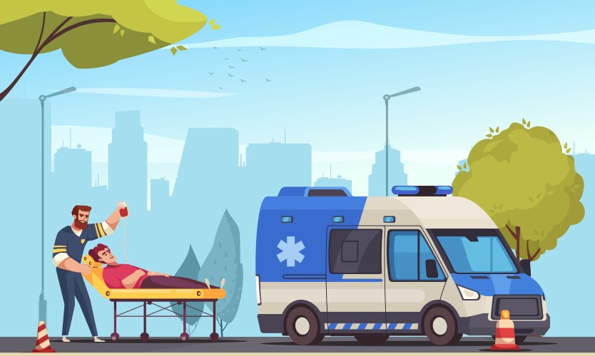 Emergency aid cartoon Royalty Free Vector Image