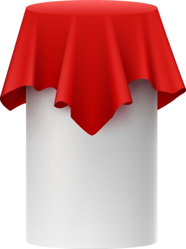 Red reveal cloth podium unveil fabric cover box Vector Image