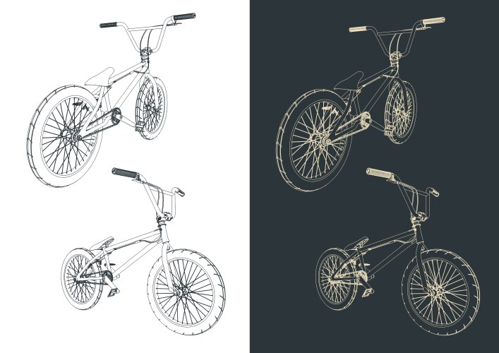 Bmx bicycle blueprints Royalty Free Vector Image