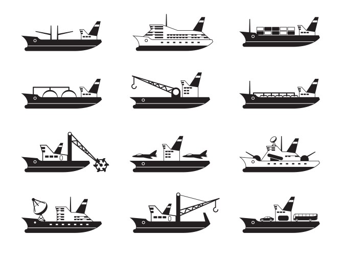 Sea ships and boats from above Royalty Free Vector Image
