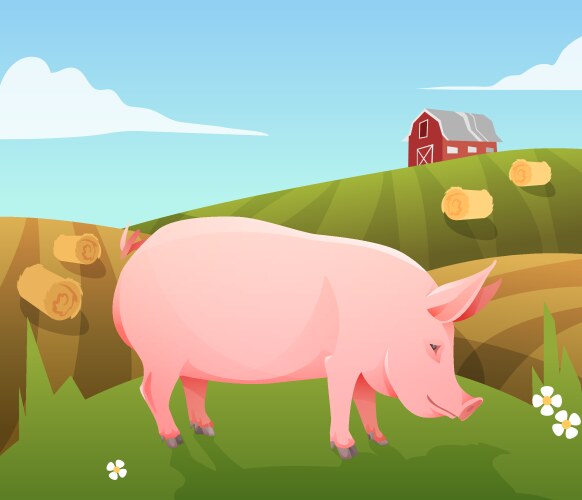 Pink farm pig Royalty Free Vector Image - VectorStock