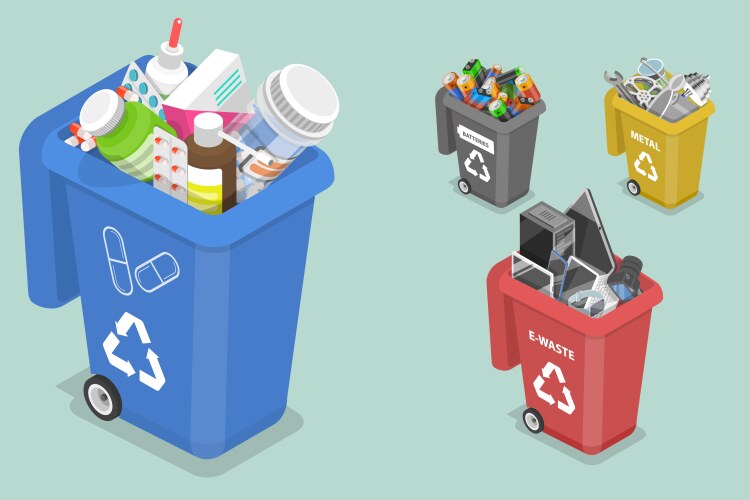 Waste management isometric concept Royalty Free Vector Image