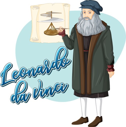 Leonardo da vinci cartoon character Royalty Free Vector