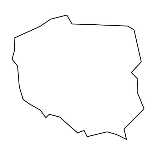 Poland simplified outline map Royalty Free Vector Image
