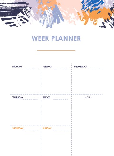 Weekly summer planner template Royalty Free Vector Image