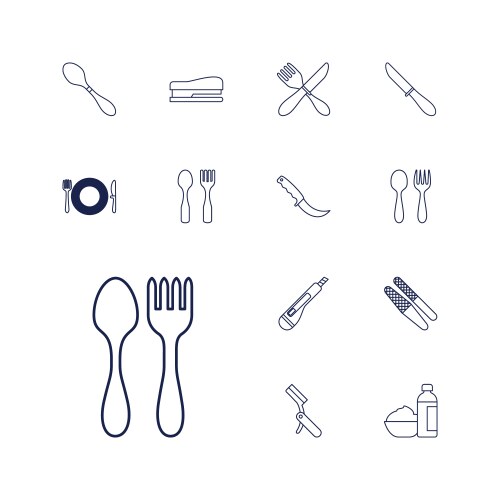 Continuous one line plate with fork and knife Vector Image