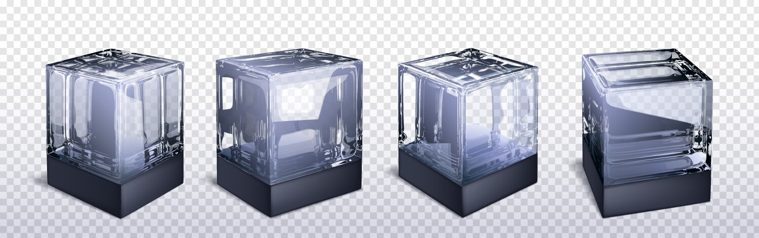 3d glass cube box isolated transparent Royalty Free Vector