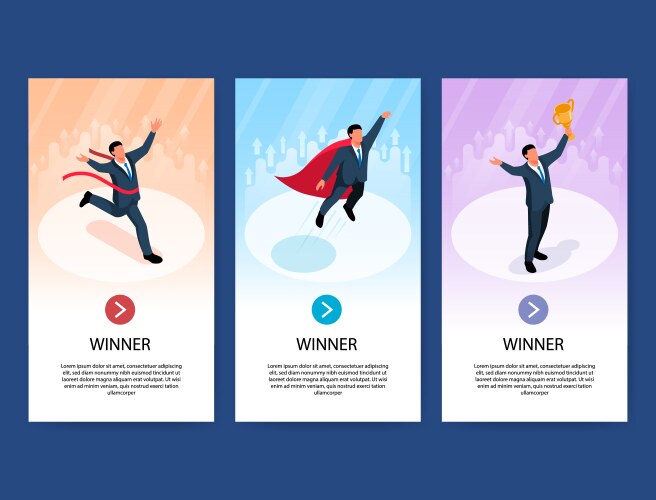 Businessman winner vertical banners Royalty Free Vector