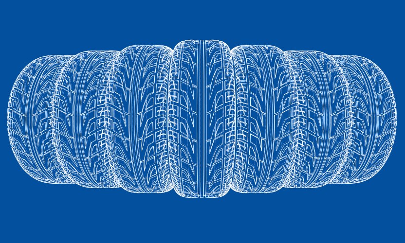Car tires concept rendering of 3d Royalty Free Vector Image