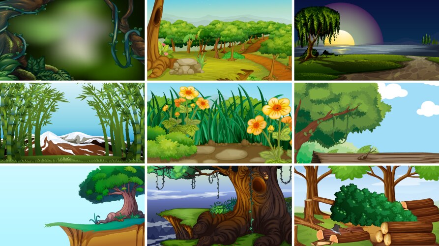 Empty sky background with many trees Royalty Free Vector