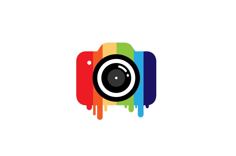 Creative colorful camera line logo design symbol Vector Image