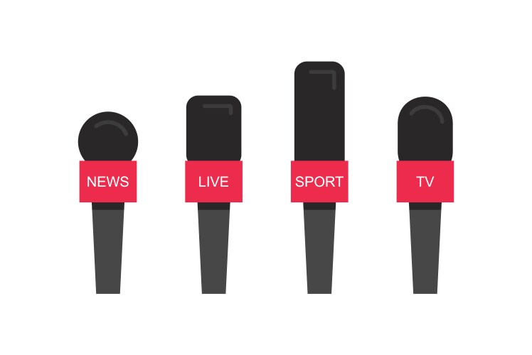 Microphones in reporter hands Royalty Free Vector Image