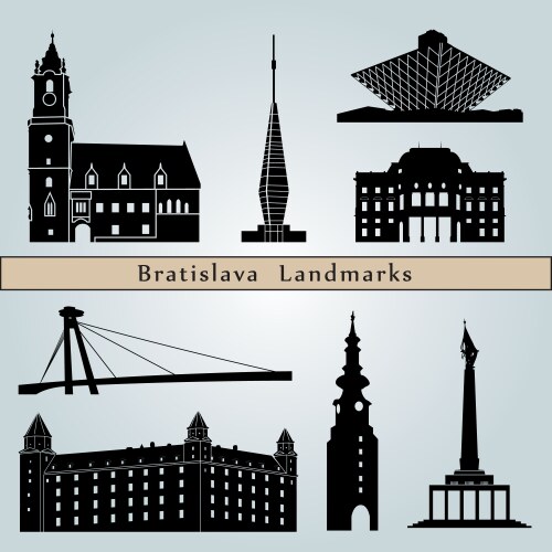 Slovakia bratislava tourism landmarks Royalty Free Vector