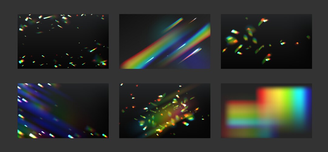 Crystal refraction stickers leak flare rainbow Vector Image