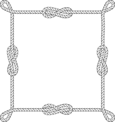 Rope knot frame black and white isolated Vector Image