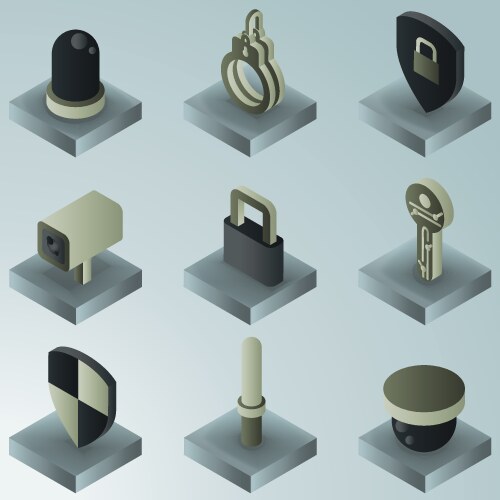 Laboratory color outline isometric icons Vector Image