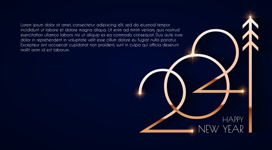 Happy new 2021 year elegant gold text with light Vector Image