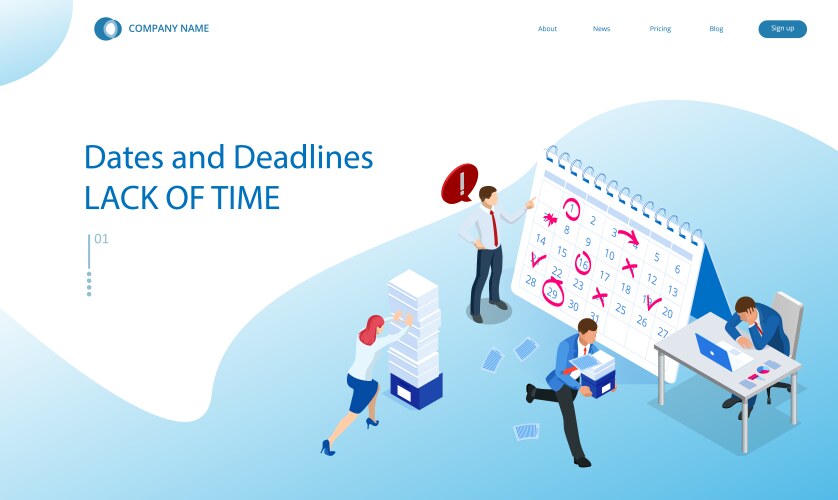 Isometric deadline flowchart Royalty Free Vector Image