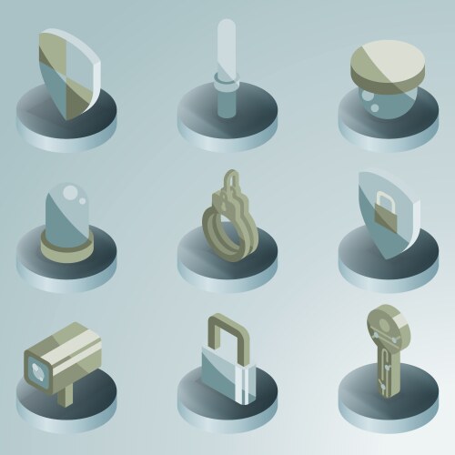 Laboratory color outline isometric icons Vector Image