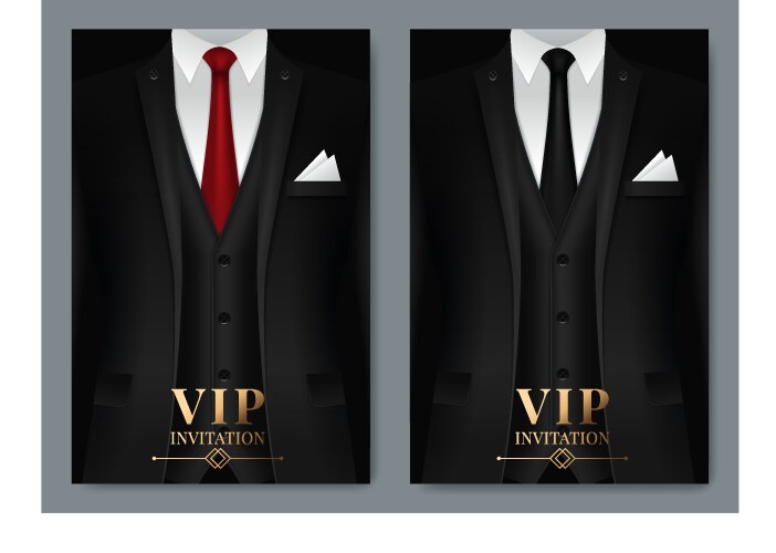 Set business card templates with suit Royalty Free Vector