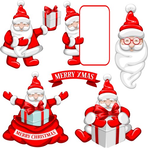 Cartoon santa claus collection set Royalty Free Vector Image