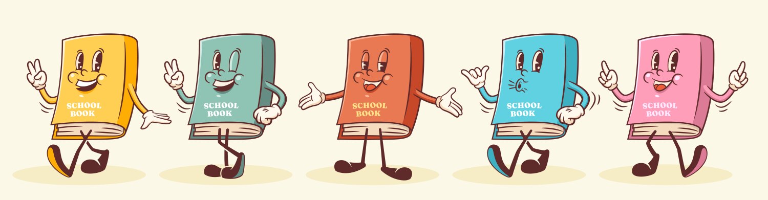 Groovy back to school retro characters cartoon Vector Image