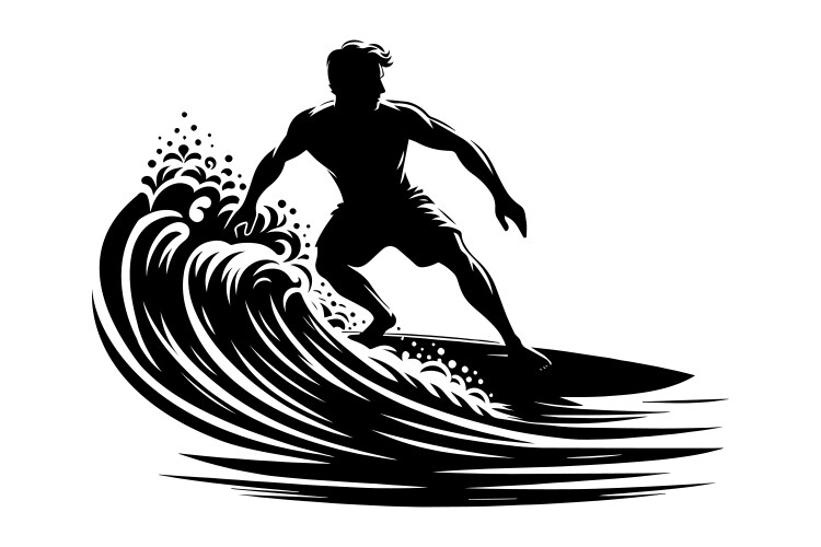 Surfing man silhouette Royalty Free Vector Image