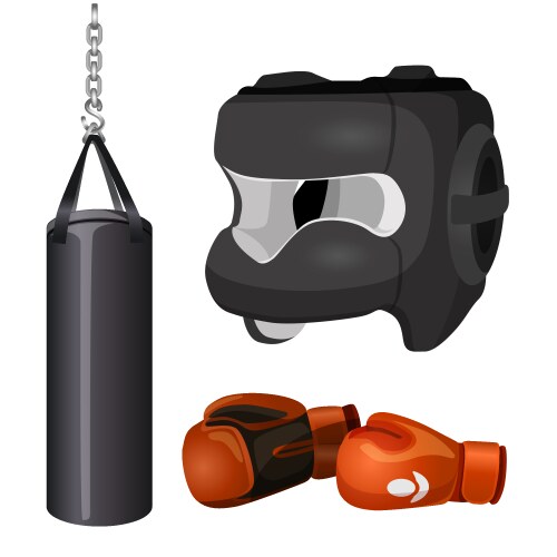 Boxing equipment tools set box accessories Vector Image