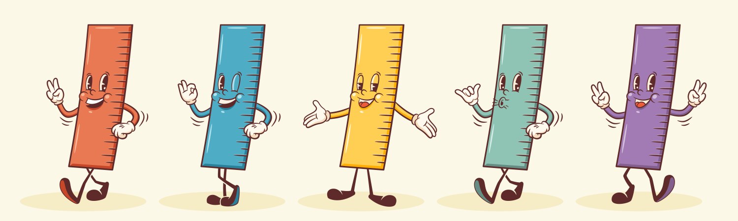Groovy back to school retro characters set Vector Image