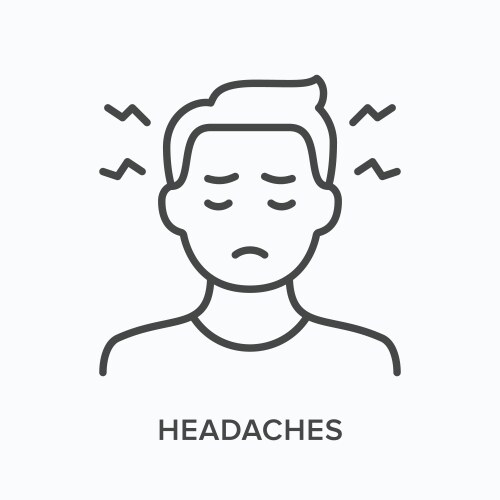 Headache line art icon stress and migraine Vector Image