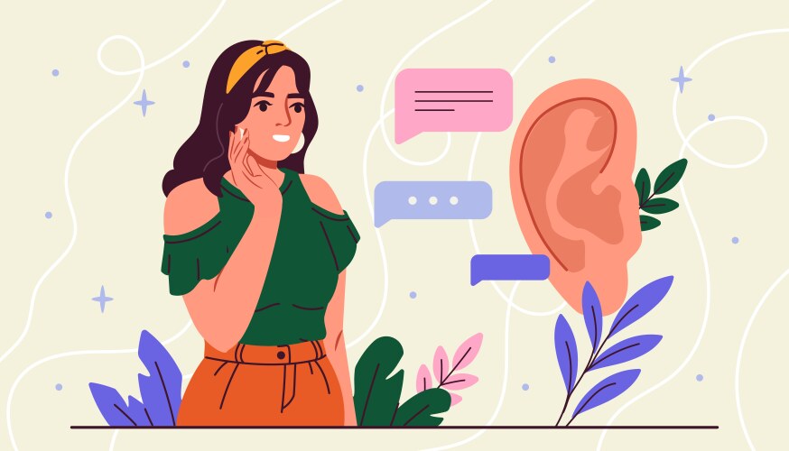 Active listening skill concept Royalty Free Vector Image