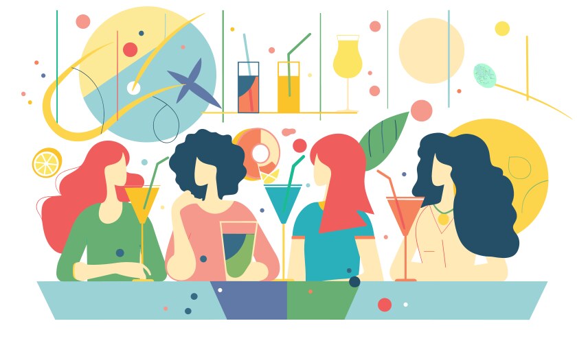 Four diverse women dancing joyfully celebrating Vector Image