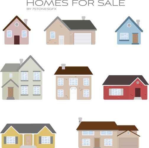 Two houses with human-like facial expressions Vector Image