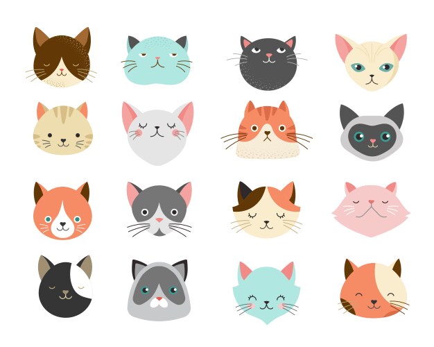 Cute colorful cats set Royalty Free Vector Image
