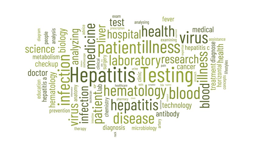 Hepatitis testing word cloud template health Vector Image
