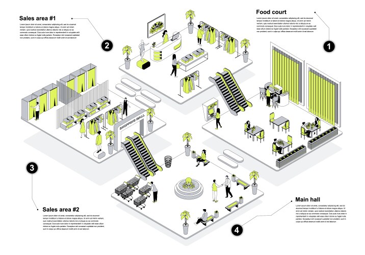 Shopping mall infographic Royalty Free Vector Image