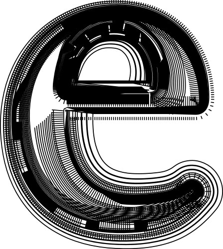 Freehand typography letter e Royalty Free Vector Image