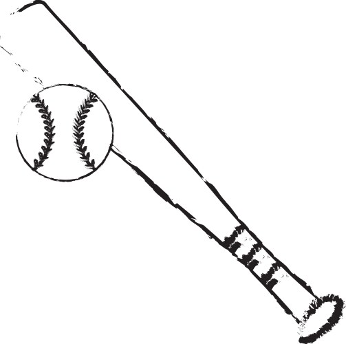 Baseball bat and ball hand drawing Royalty Free Vector Image
