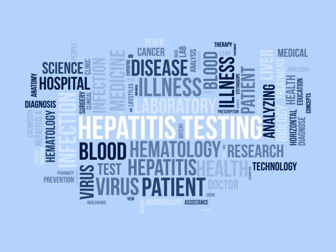 Hepatitis testing word cloud template health Vector Image