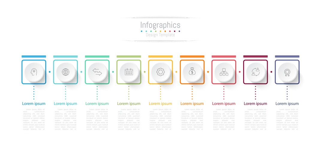 Infographic 9 options design elements Royalty Free Vector