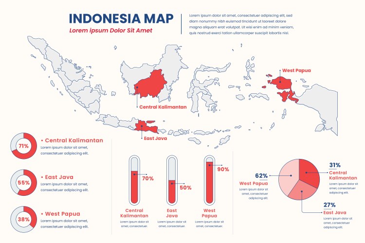 Linear indonesia map infographic Royalty Free Vector Image