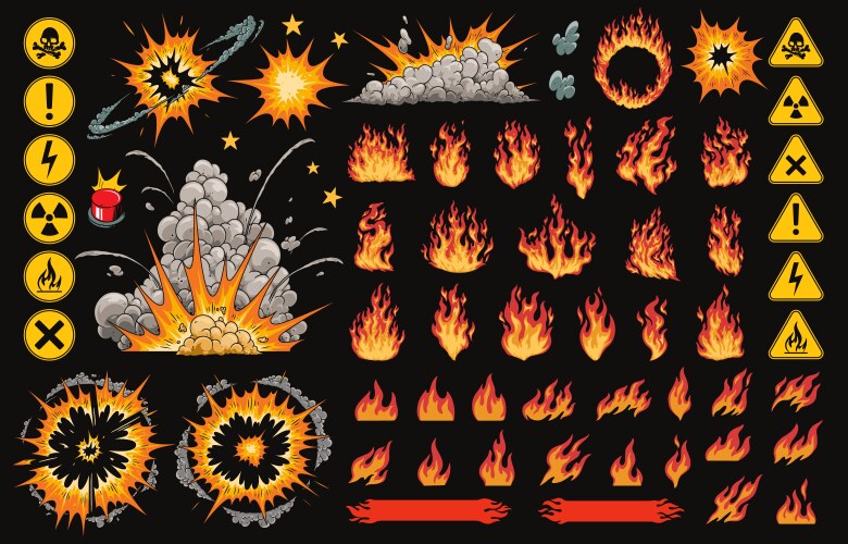 Cartoon motion explosions animated explosion shot Vector Image