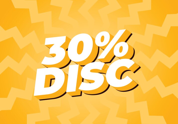 30 percent discount text effect in 3d style Vector Image