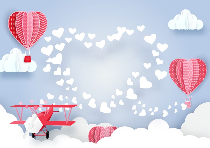 Flying hearts with wings Royalty Free Vector Image