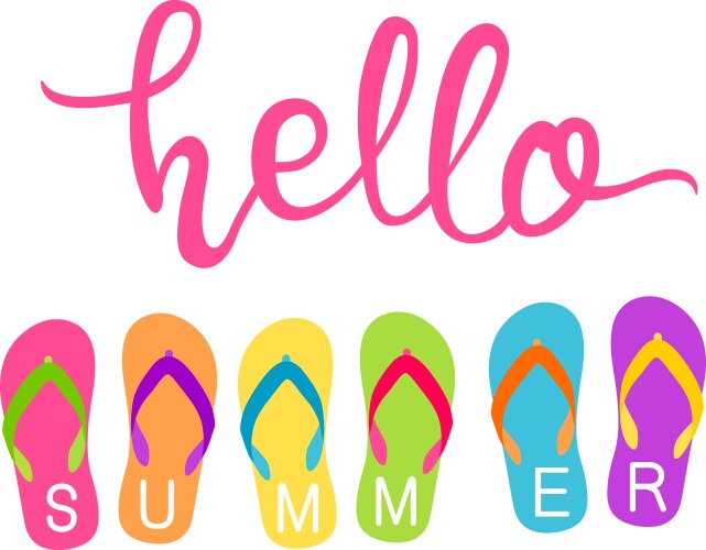Flip-flop with summer greeting floating on water Vector Image
