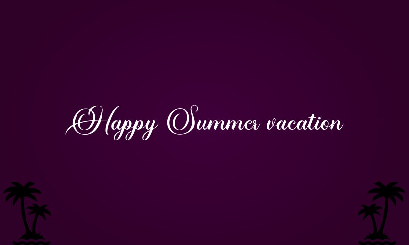 Purple background with happy summer vacation text Vector Image