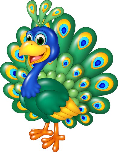 Cute peacock cartoon Royalty Free Vector Image