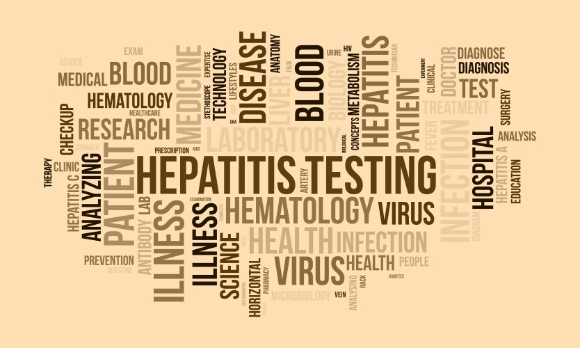 Hepatitis testing word cloud template health Vector Image
