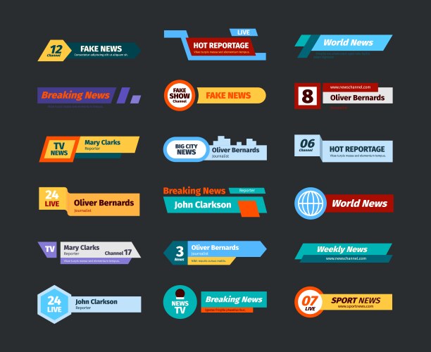 Breaking news banners television broadcast header Vector Image